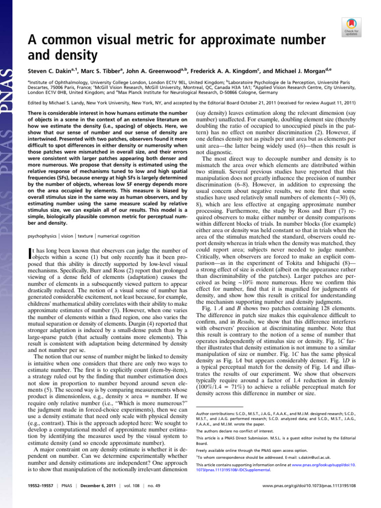 Morgan Et Al 2011 A Common Visual Metric For Approximate Number and ...