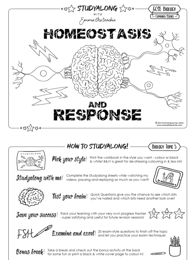 Studyalong Workbook - Topic 5 Homeostasis and Response - Black and ...