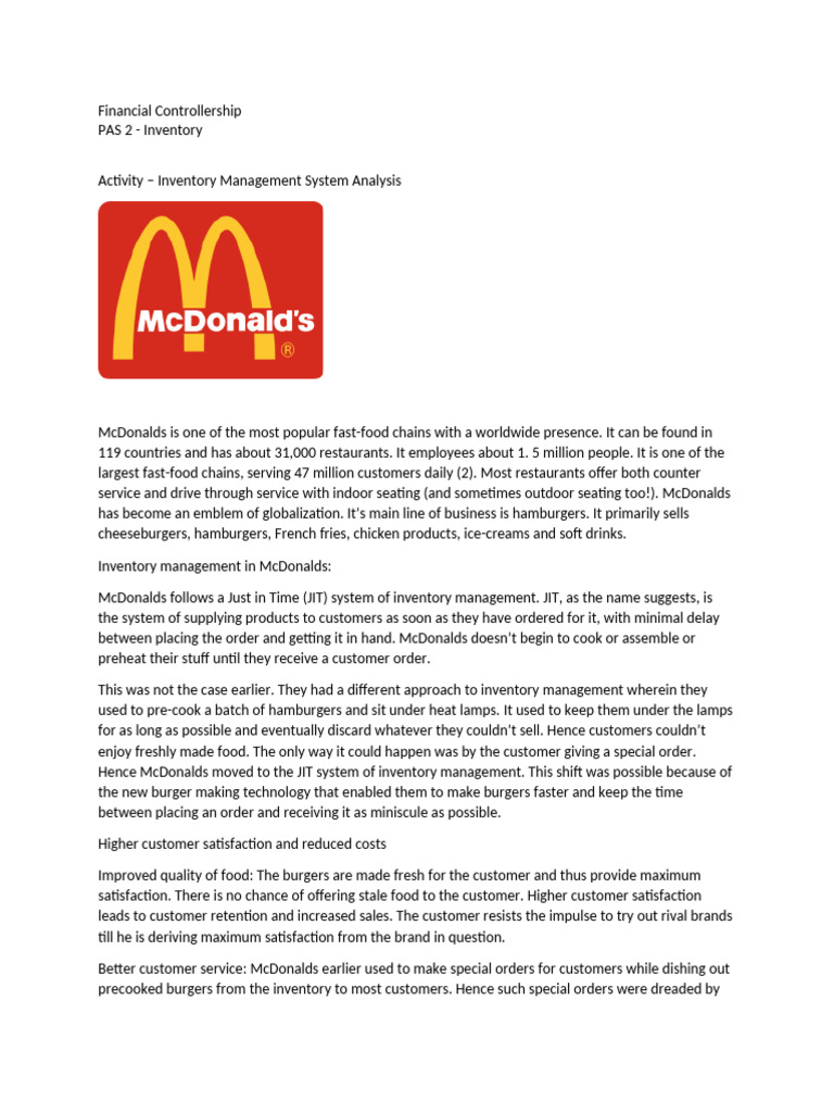 Inventory-Management_Mcdonalds | PDF