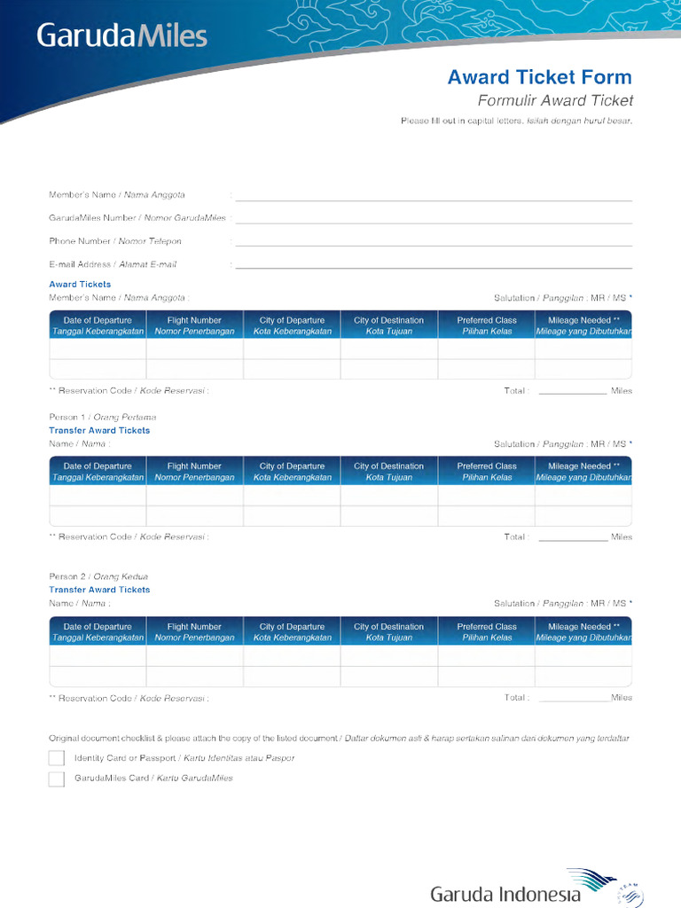 Formulir Award Ticket | PDF