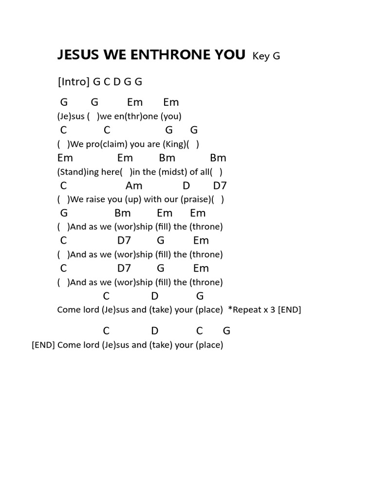 Jesus We Enthrone You_Key G | PDF