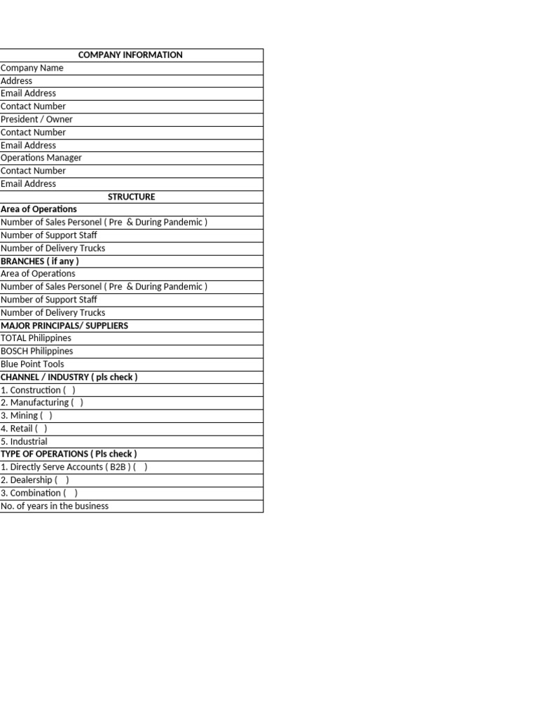 Distributor Information Form | PDF