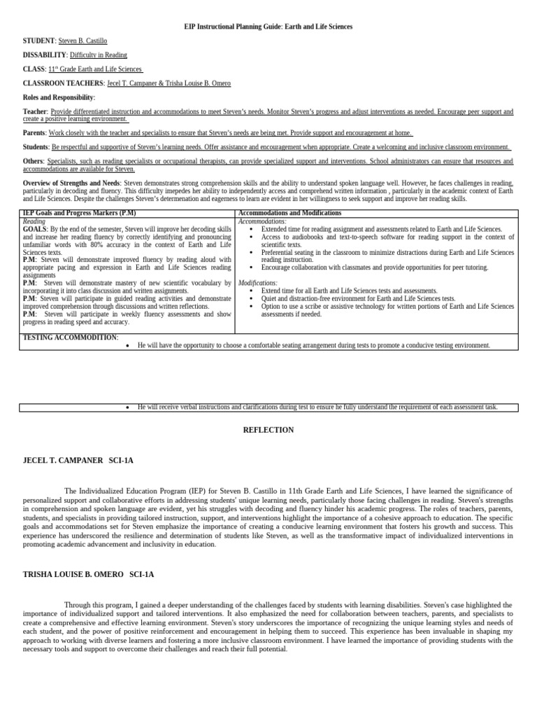 EIP Instructional Planning Guide-1 | PDF