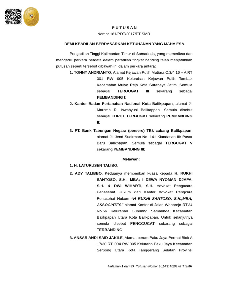 Putusan 181 PDT 2017 PT SMR 20221202150618 | PDF