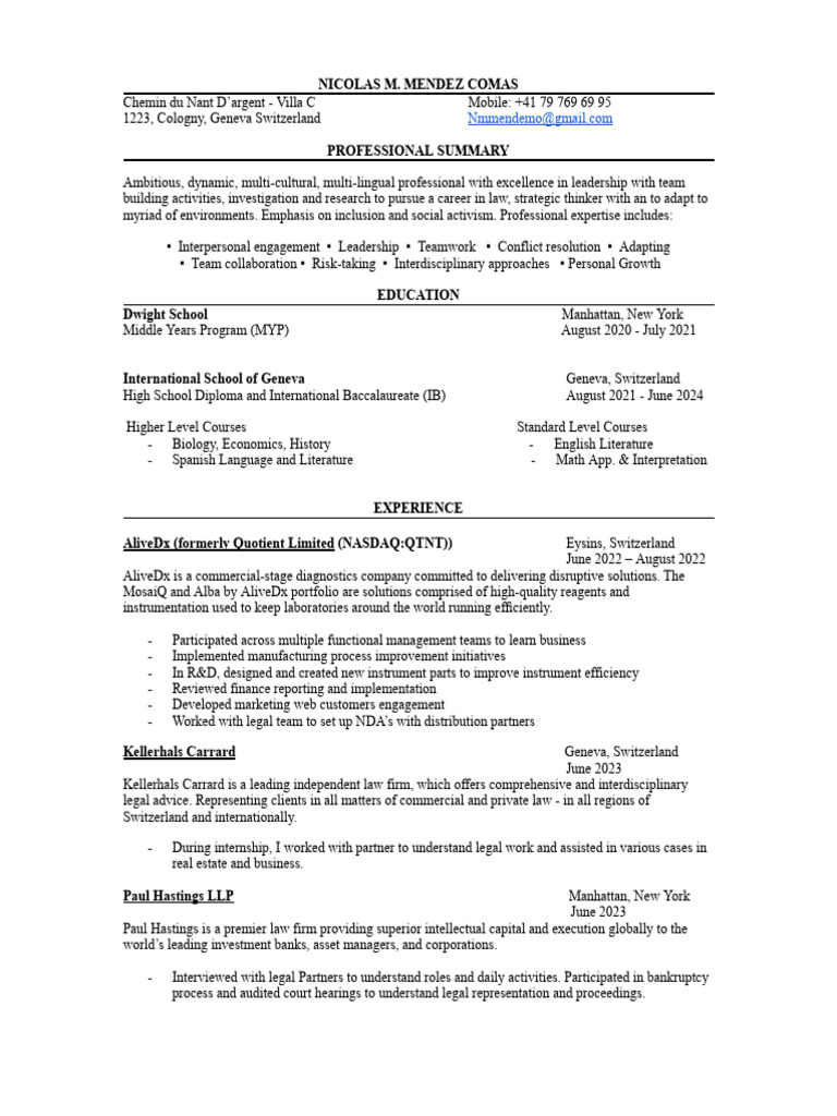 Nicolas Mendez CV | PDF