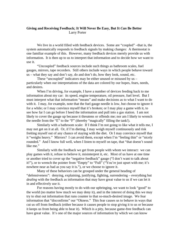 Giving and Receiving Feedback | PDF