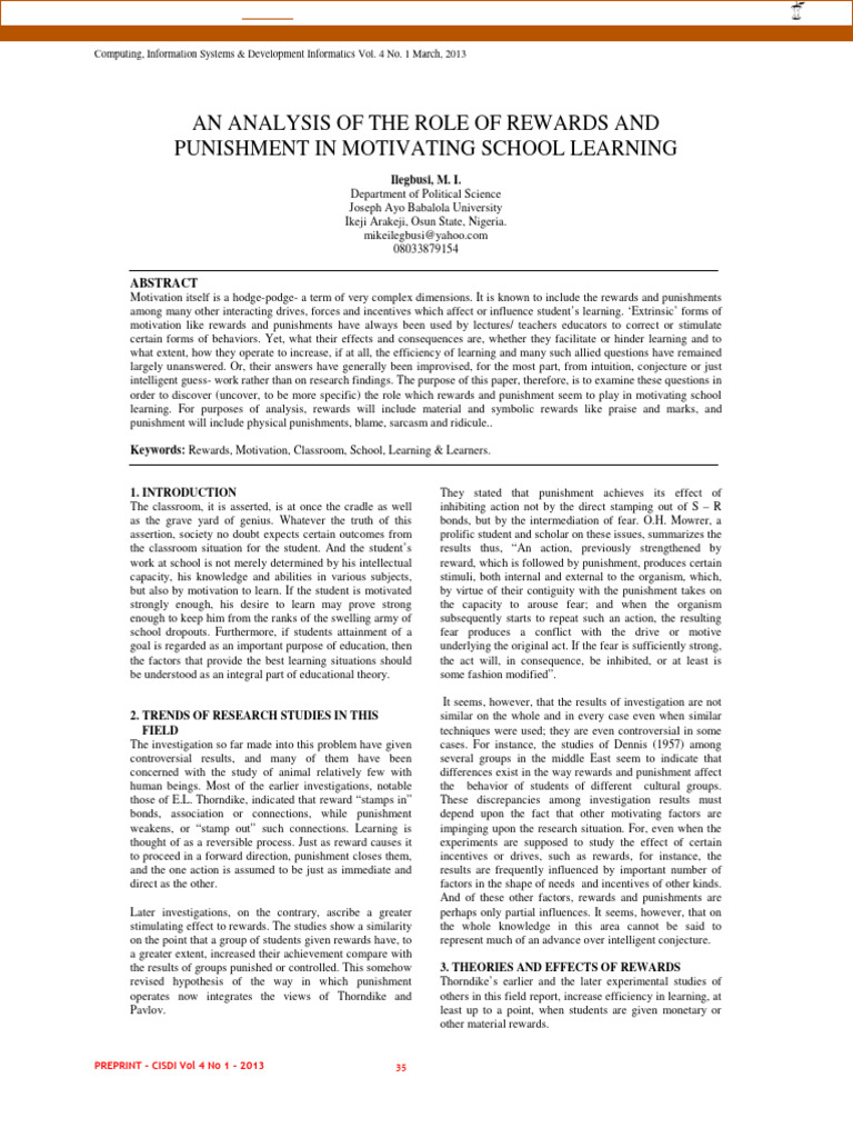 Rewards and Punishments | PDF