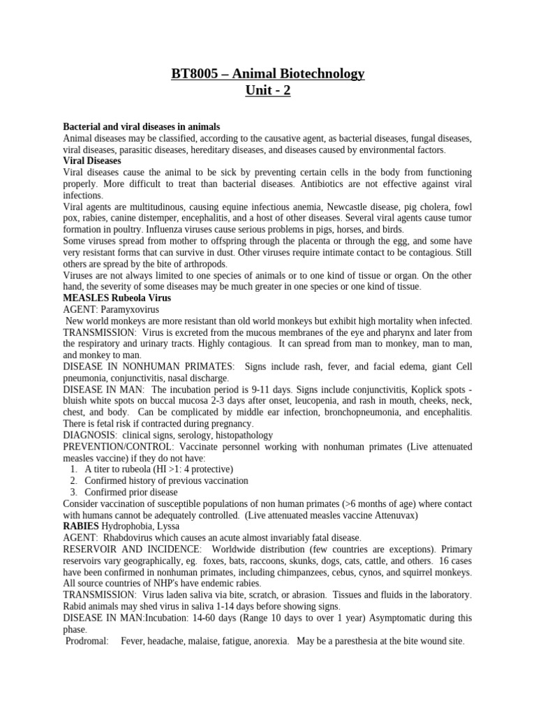 Animal Biotechnology UNIT 2 | PDF