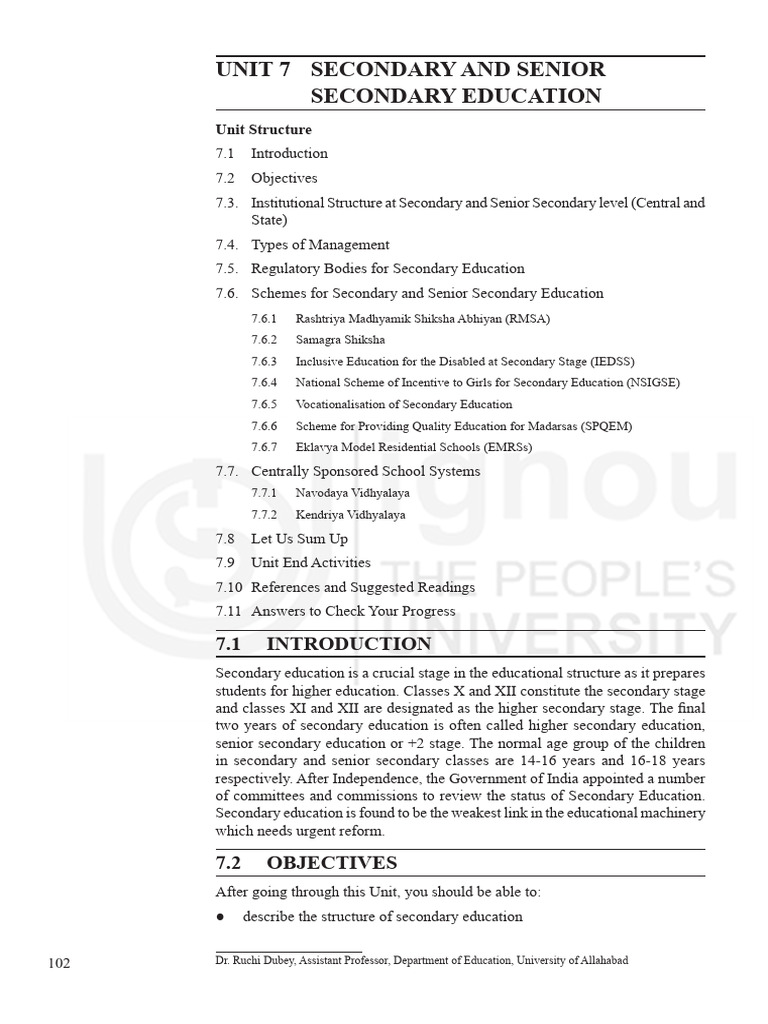 Secondary and Higher Secondary Education | PDF