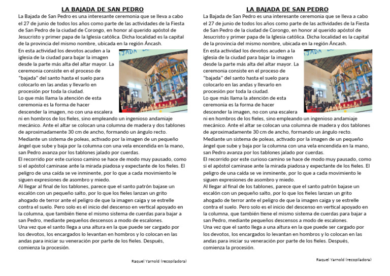 La Bajada de San Pedro | PDF