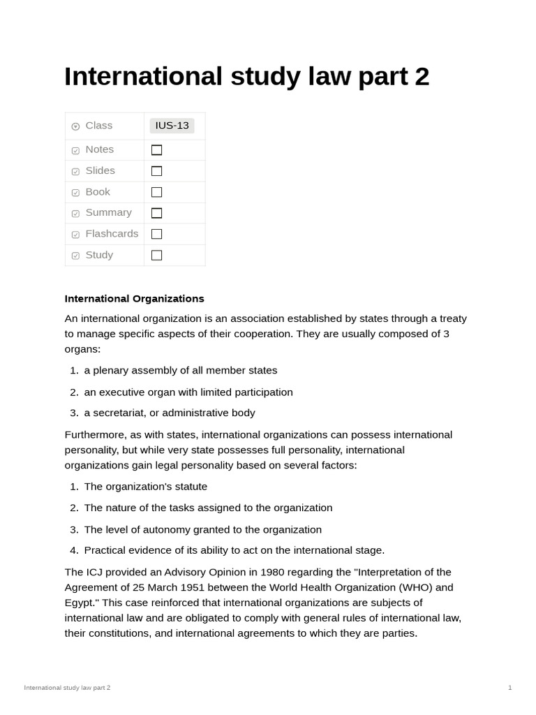 International Law Study Material Part 2 | PDF