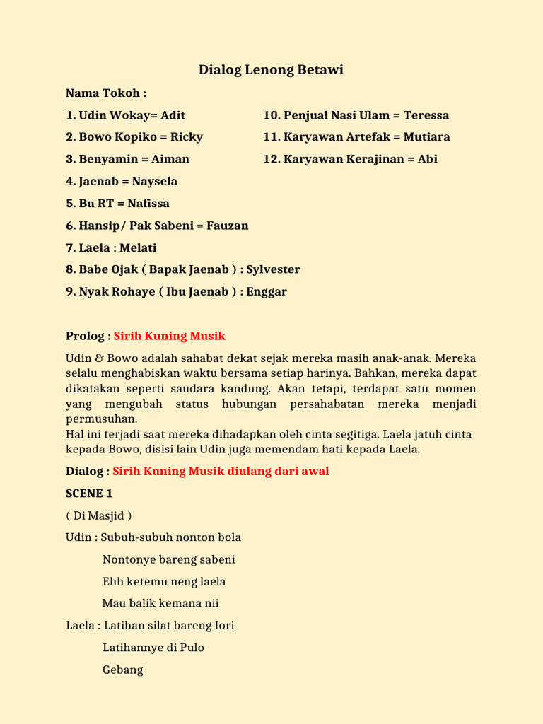 Naskah Lenong Betawi X-3 | PDF