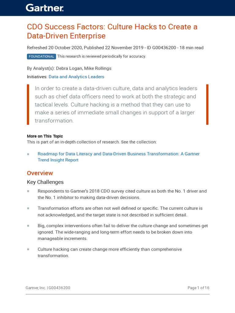 Gartner CDO Success Factors | PDF | Analytics | Business