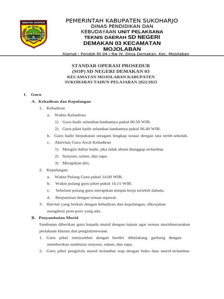 30.4 Sop Guru Tendik 2022 | PDF