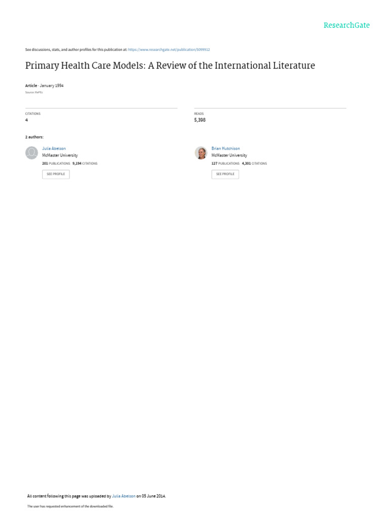 Primary Care Delivery Models Review | PDF | Health Maintenance ...