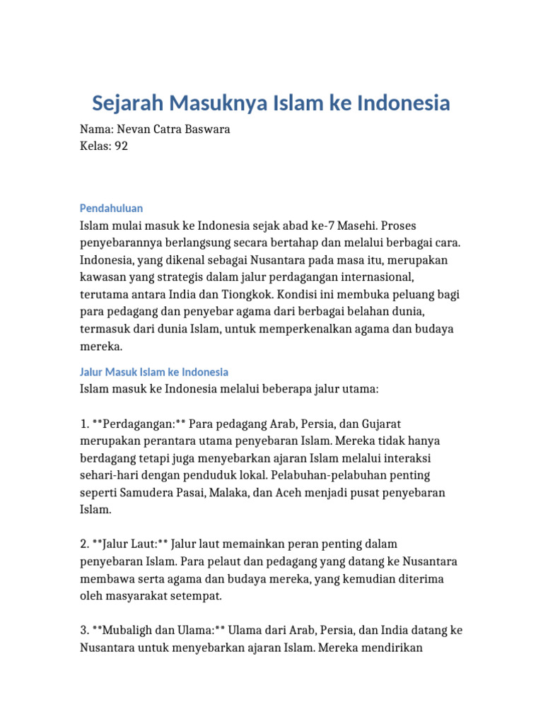 Sejarah Masuknya Islam Ke Indonesia Final Revised | PDF