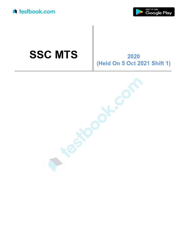 SSC MTS: Previous Year Paper | PDF