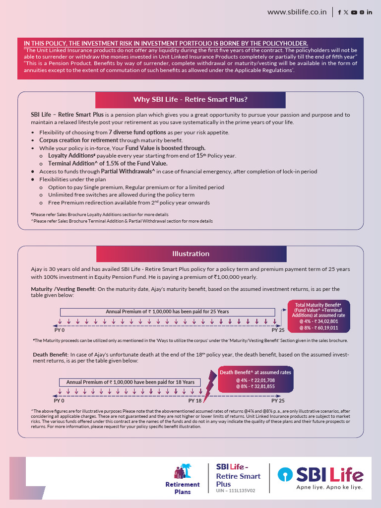 SBI Life - Retire Smart Plus (V02) One Pager | PDF