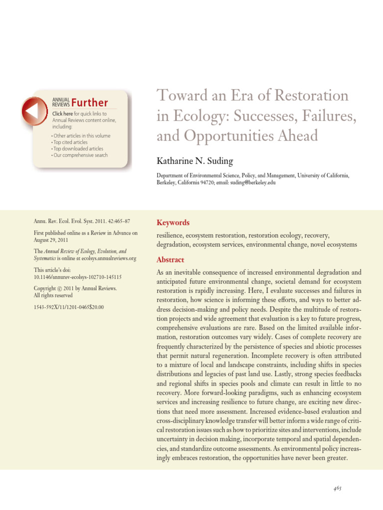 Era of Restoration in Ecology Successes, Failures, and Opportunities ...