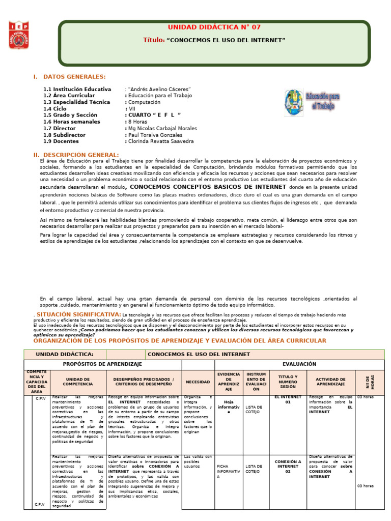 7ma Unidad Cuarto Computacion Clorinda Octubre | PDF