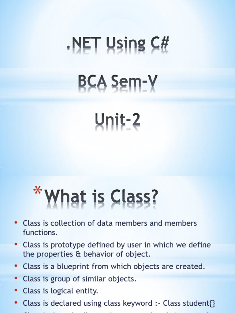 Unit-2 Net C# | PDF