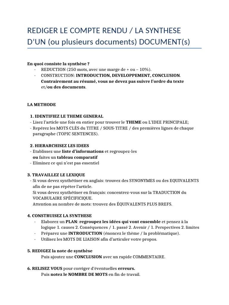 METHODO - Synthèse | PDF