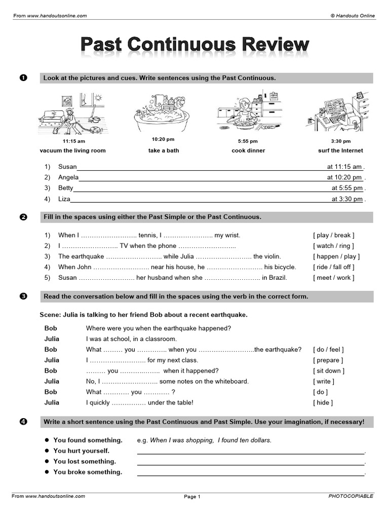 Past Continuous Review | PDF