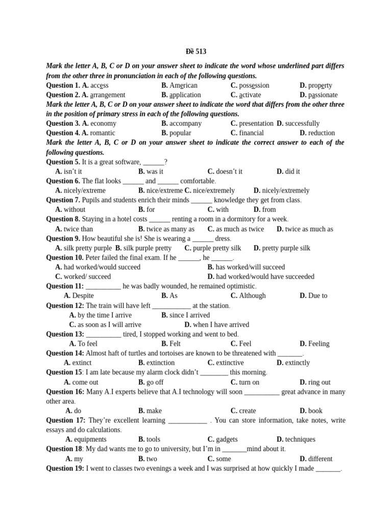 Đề 513 | PDF