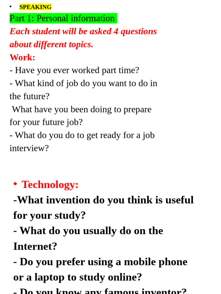 Ngan Hang Speaking Av2 | PDF