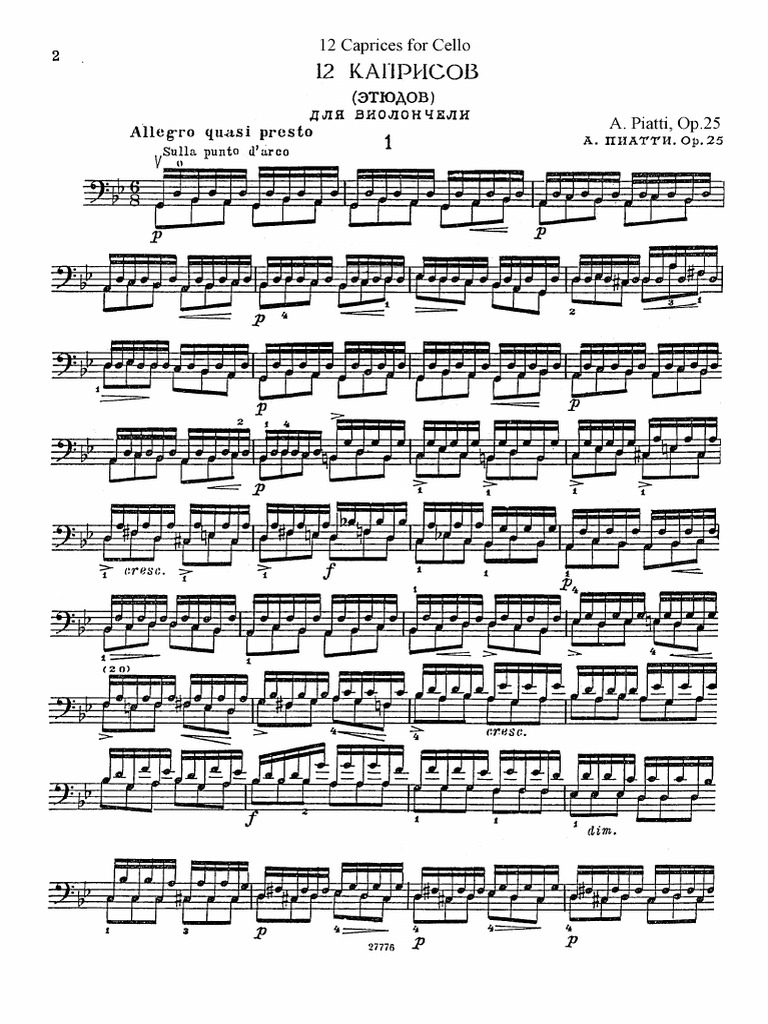 Alfredo Piatti - Caprices (Cello) - Op.25 | PDF