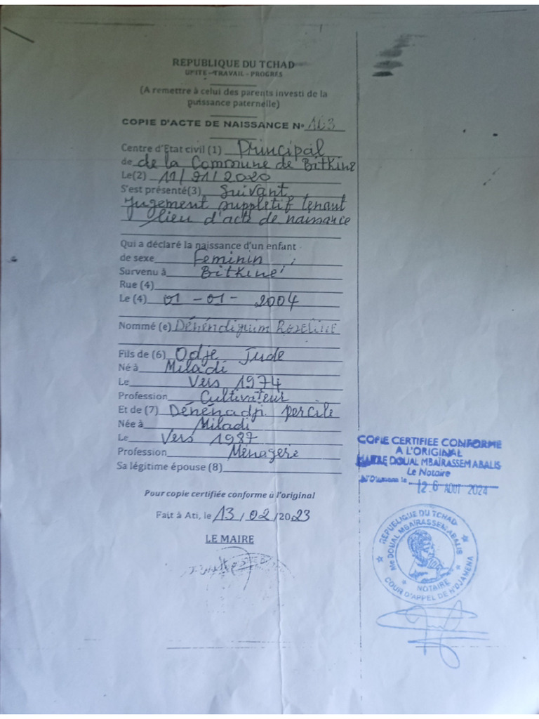 Acte de Naissance | PDF