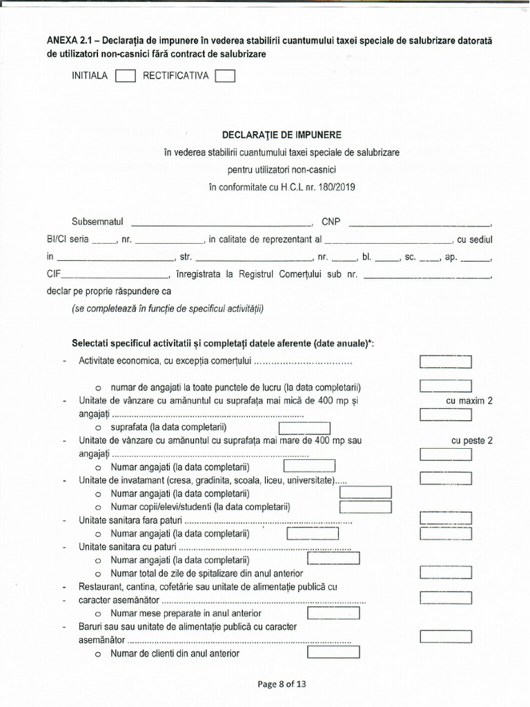 declaratie taxa salubrizare -model | PDF