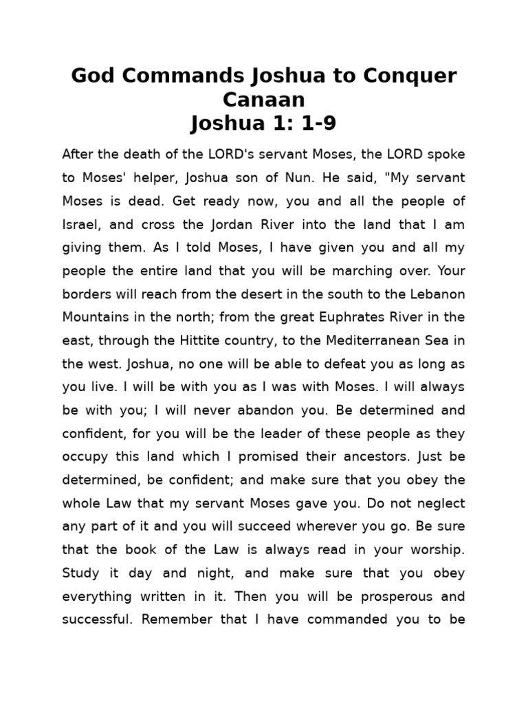 God Commands Joshua To Conquer Canaan | PDF