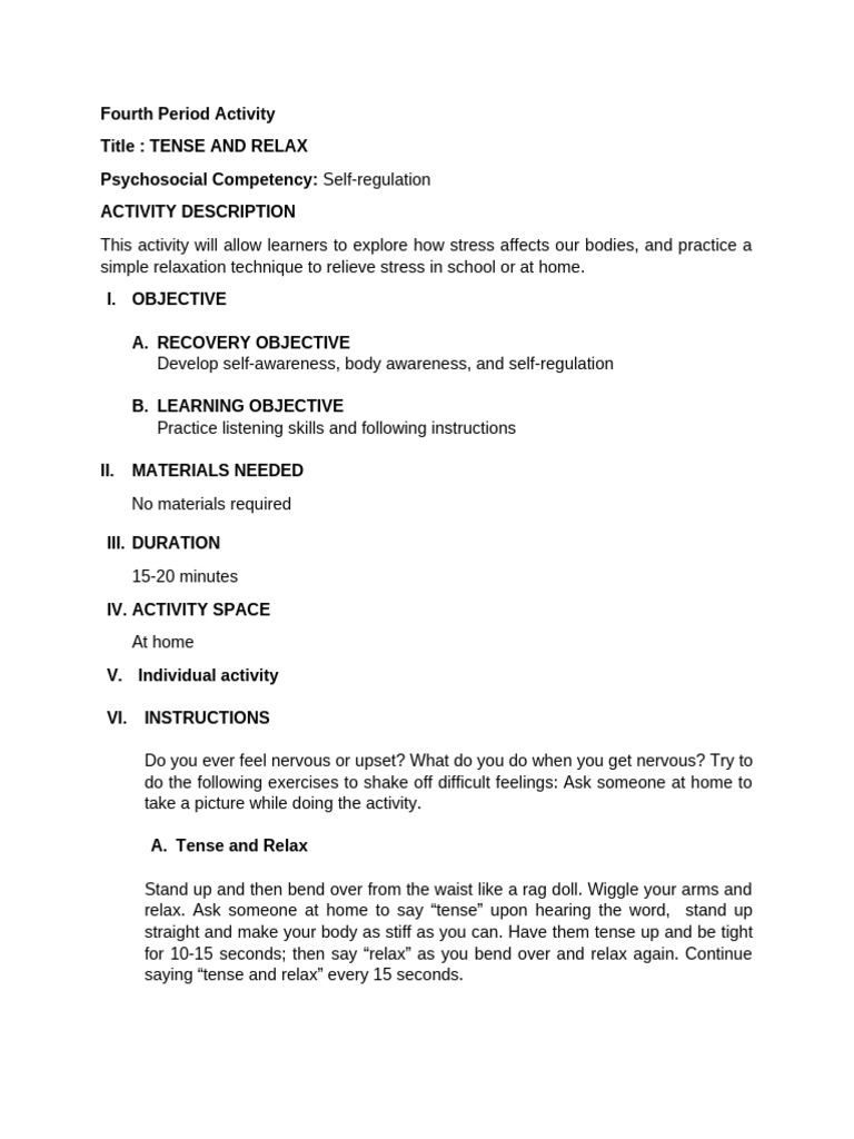 Fourth Period Activity - Day - 2 | PDF | Stress (Biology) | Cognitive ...
