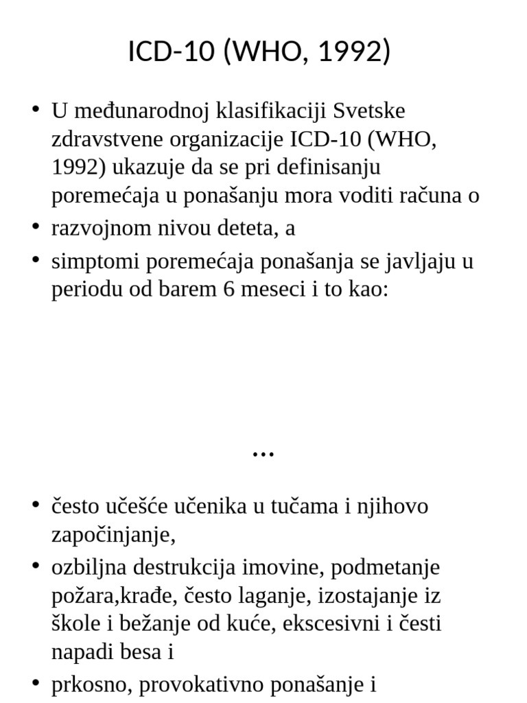 Poremecaji Ponasanja I Nedostatka Samokonole | PDF