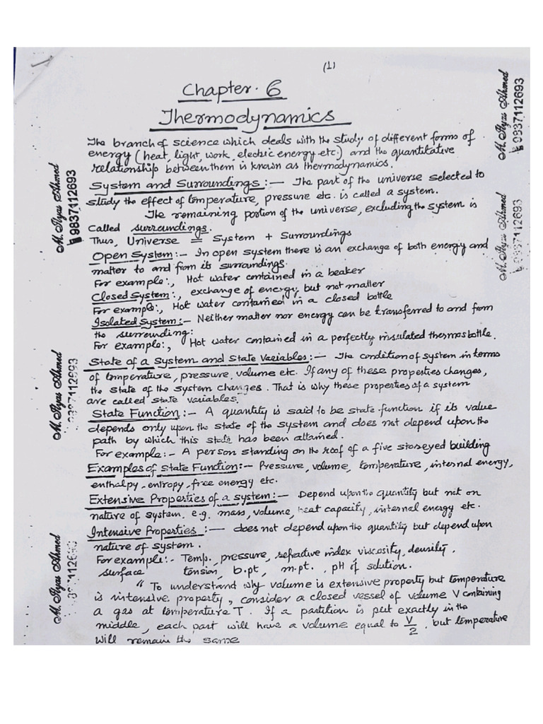 Thermodynamics Class 11th | PDF