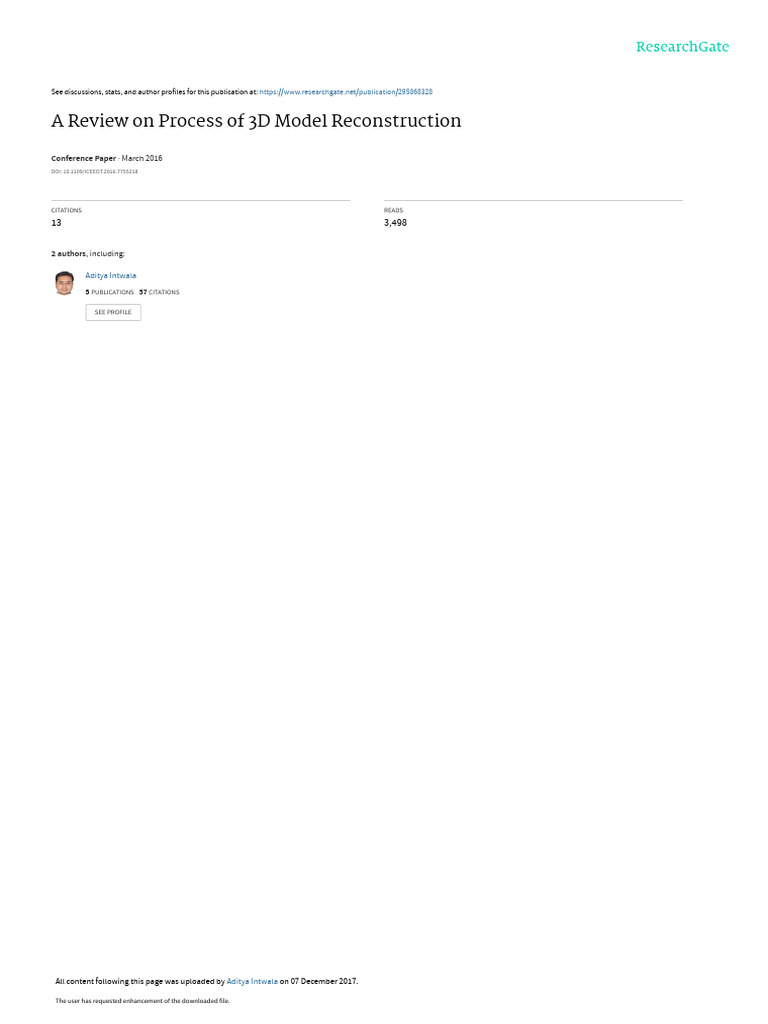 3D Model Reconstruction Review | PDF | 3 D Computer Graphics | Art