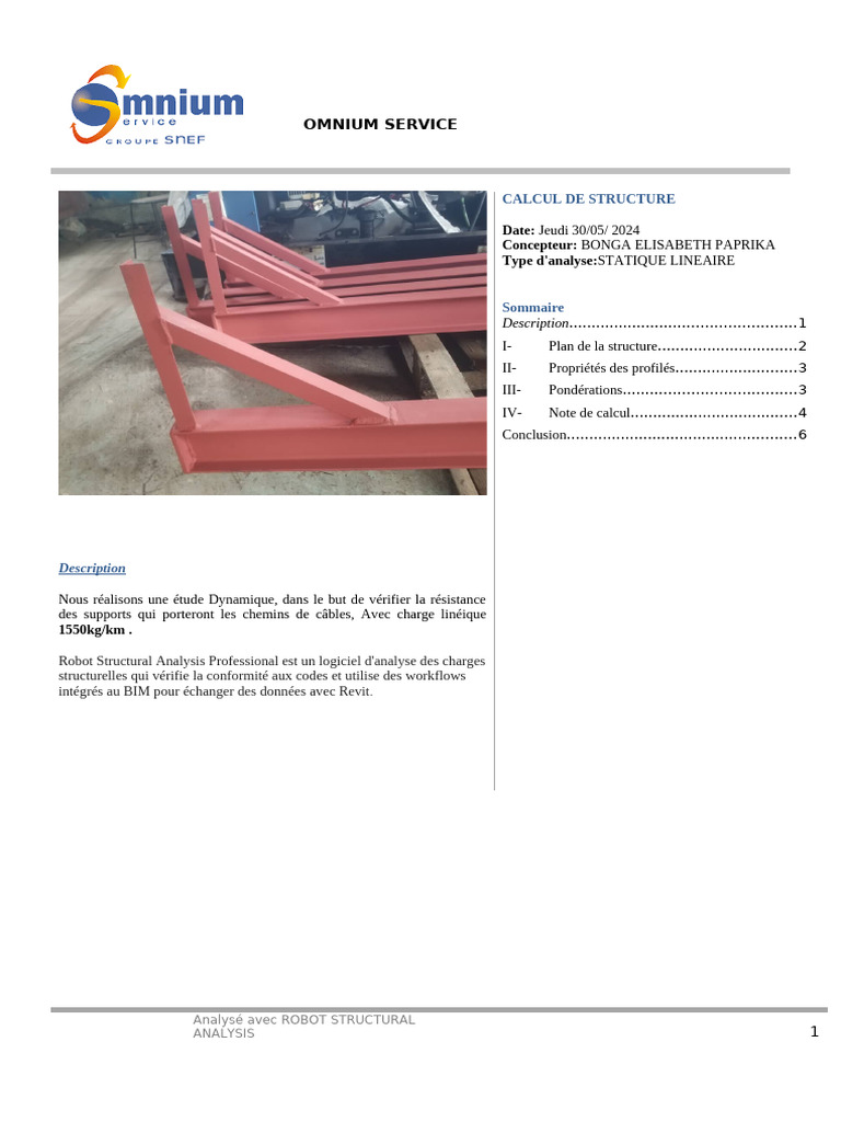 1note de Calcul Supportage Chemin de Cable Bafoussam | PDF | Génie du bâtiment | Ingénierie des ...