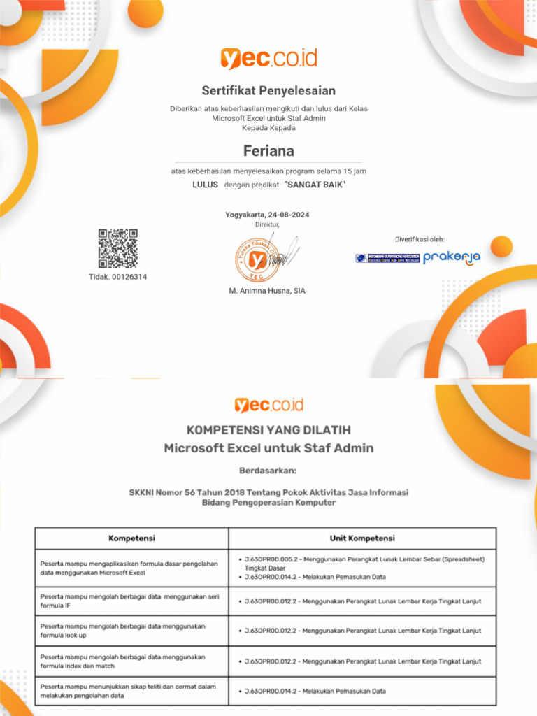 Feriana - Microsoft Excel Untuk Staf Admin | PDF