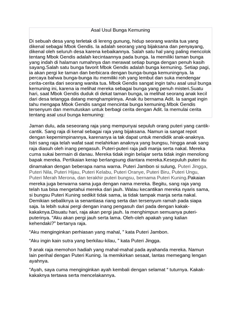 Asal Usul Bunga Kemuning | PDF