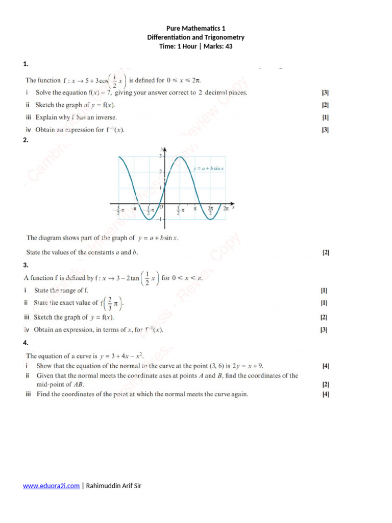 P1 Trigonometry Differentiation | PDF