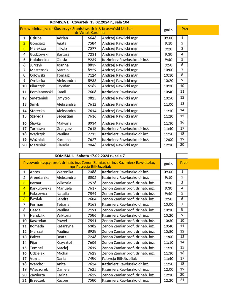 Harmonogram MK 10 02 2024 | PDF