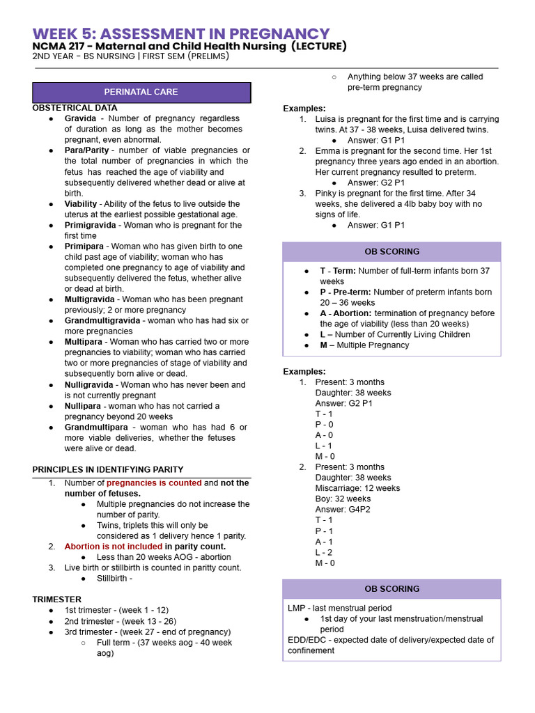 WEEK 5_ ASSESSMENT IN PREGNANCY | PDF