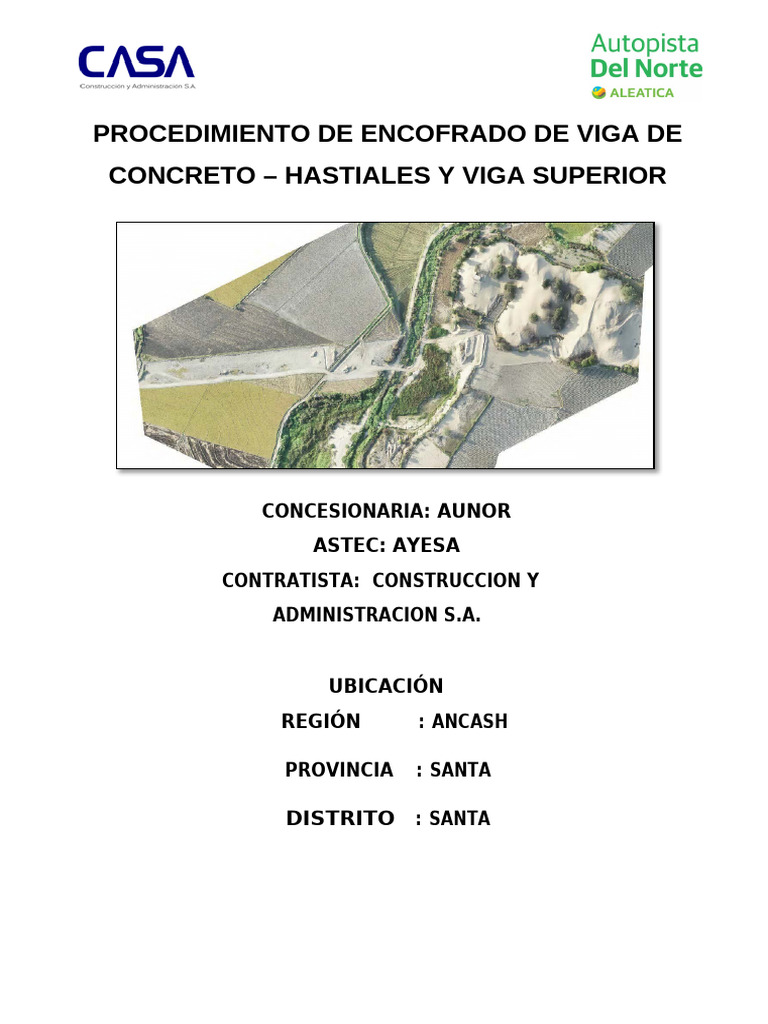 PROCEDIMIENTO DE ENCOFRADO DE VIGA DE CONCRETO - HASTIALES Y TABLERO SUPERIOR - Pte. CASCAJAL ...