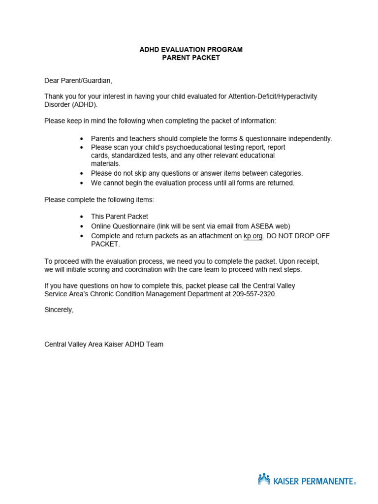 ADHD PARENT PACKET ENGLISH MS FINAL ADA - tcm75-1755502 | PDF