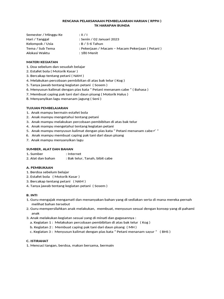 RPPH Kel.B semester 2 | PDF