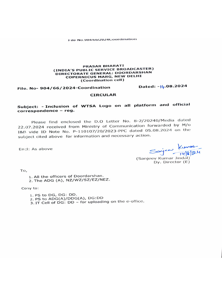 Circular Includion of WTSA Logo On | PDF