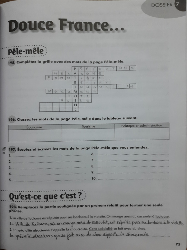 French Workbook Sem 6 | PDF