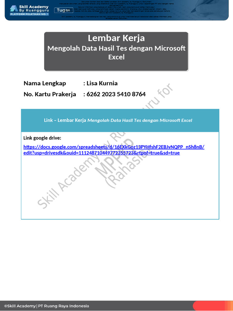 TPM 4 Mengolah Data Hasil Tes Dengan Microsoft Excel - (LISA KURNIA) | PDF