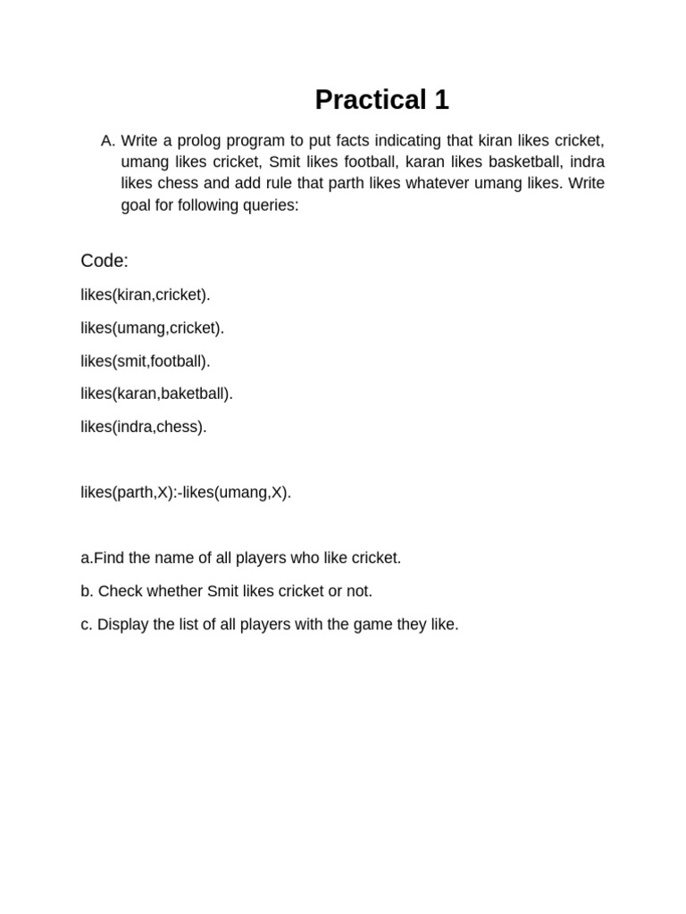 Practical 1: Code | PDF